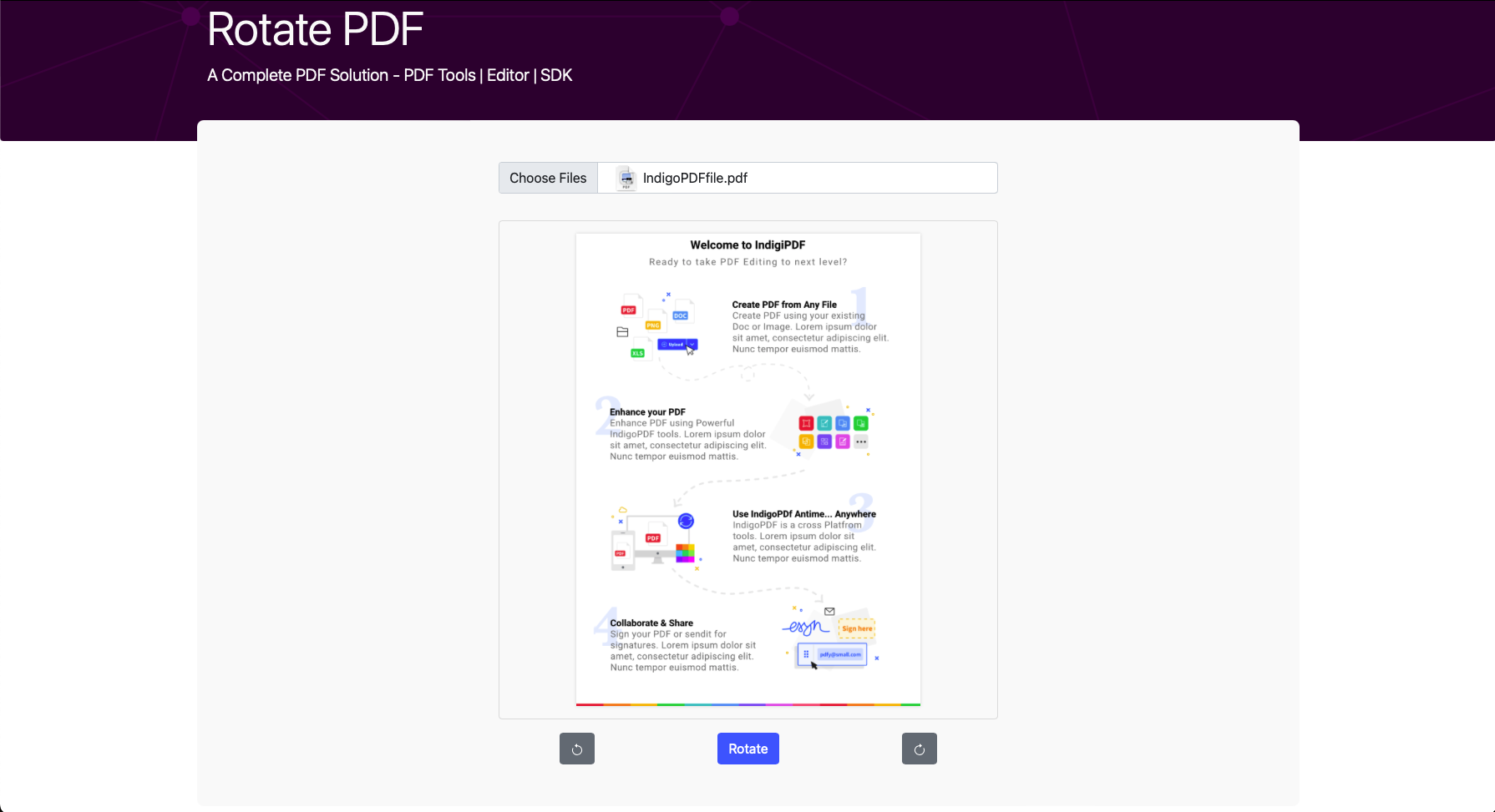 Rotate PDF | Support Indigo PDF
